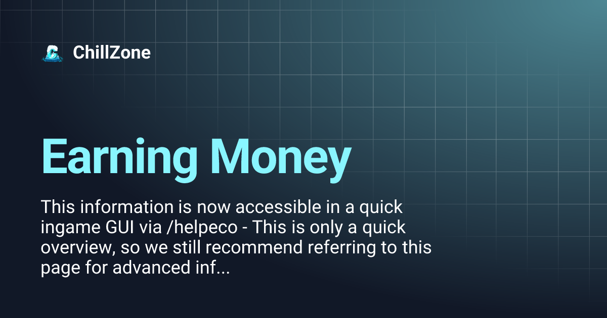 Earning Money | ChillZone